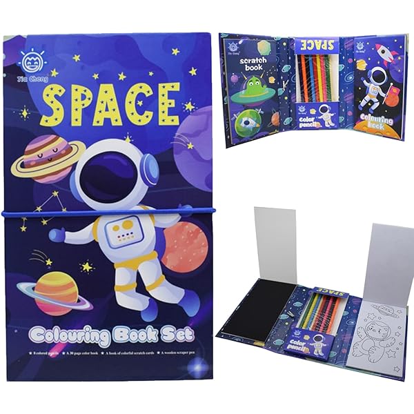Space Themed Colouring & Scratch Book Set | Complete Kids Art Activity ...